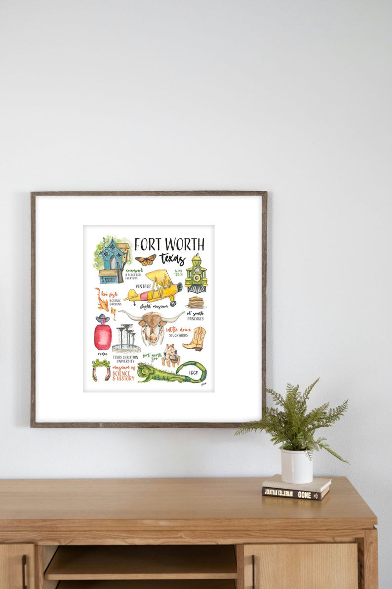 Texas Alphabet Art Nursery Abcs Fort Worth Watercolor Wall Art Print ...