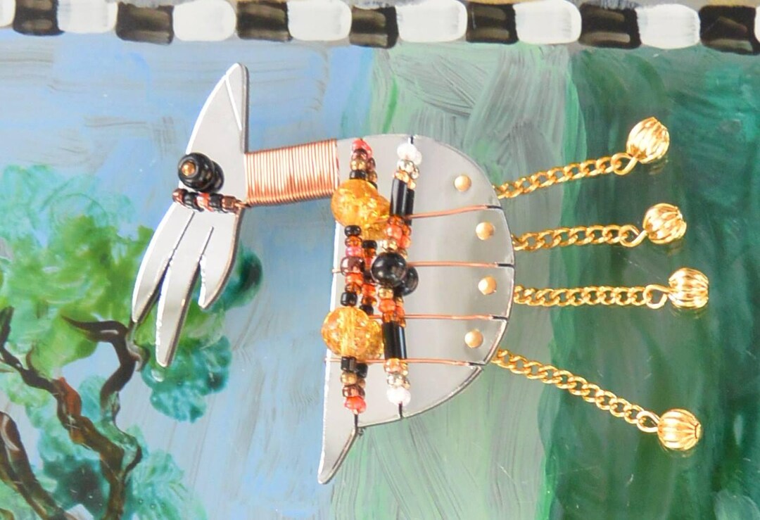 Liztech Brooch, Anasazi Antelope: UNUSED - Signed, Dangle Hooves ...