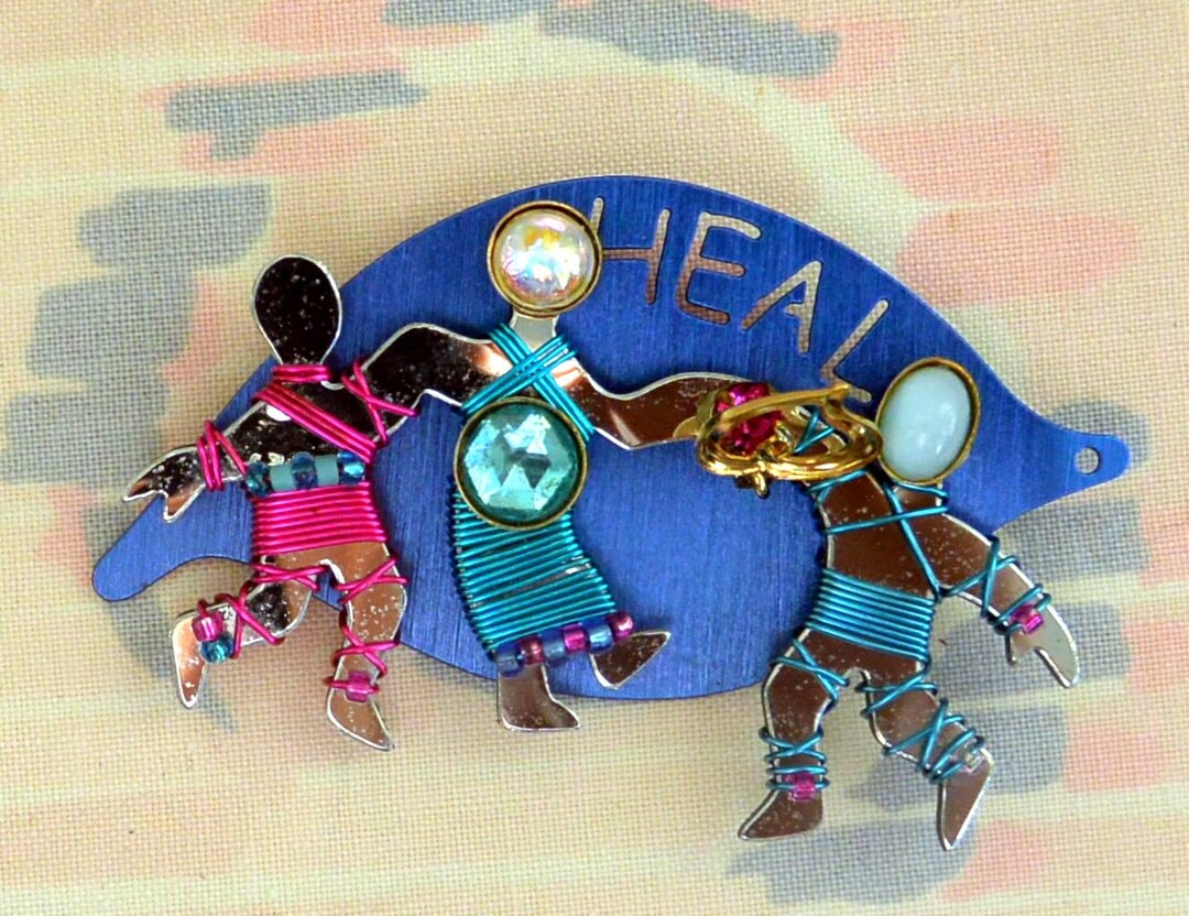 Liztech Healer/heal Brooch: Signed Retro Glass, Hand Crafted, US ...
