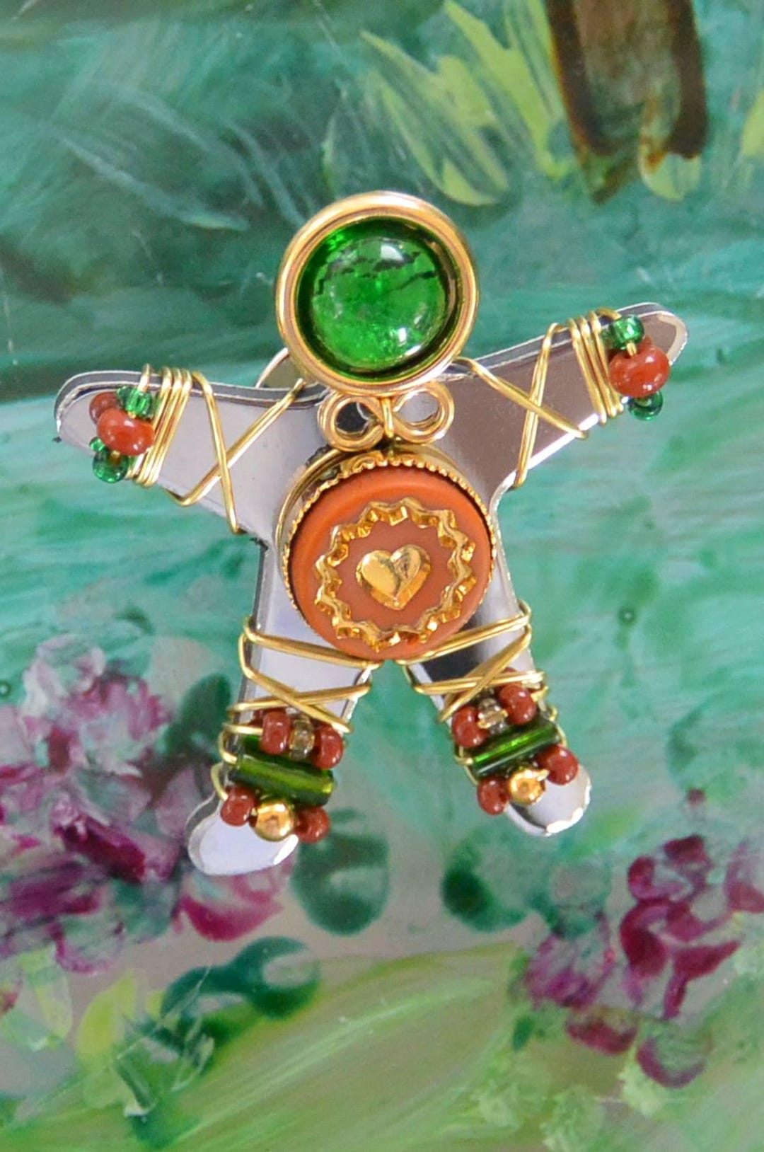 Liztech Gingerbread Pin: (UNUSE), Signed, Handcrafted Retro Glass, US ...