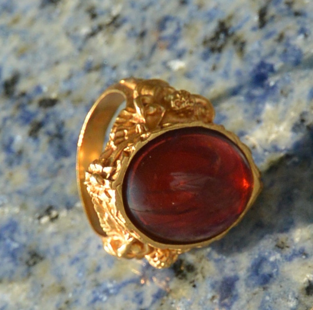 Elizabeth Taylor Ring Signed, Guilded Age Cherub Ring, 22K Gold Overlay ...