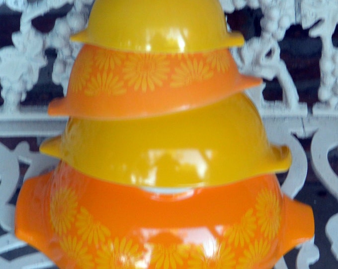 Pyrex Mixing Bowls Set 4 Bowls Sunflower Pattern Vintage - Etsy