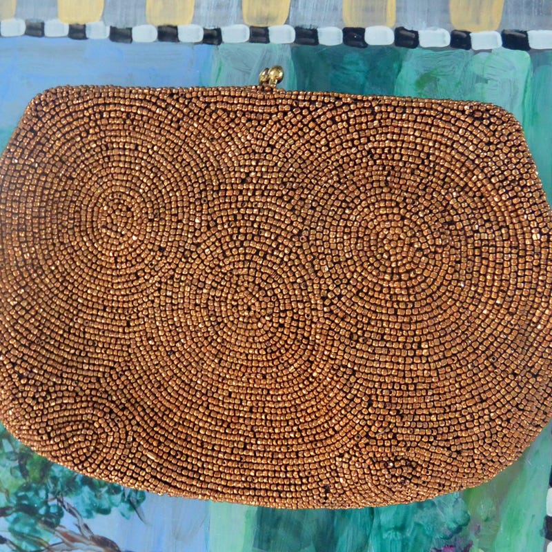 Bronze Beaded Evening Purse - Etsy