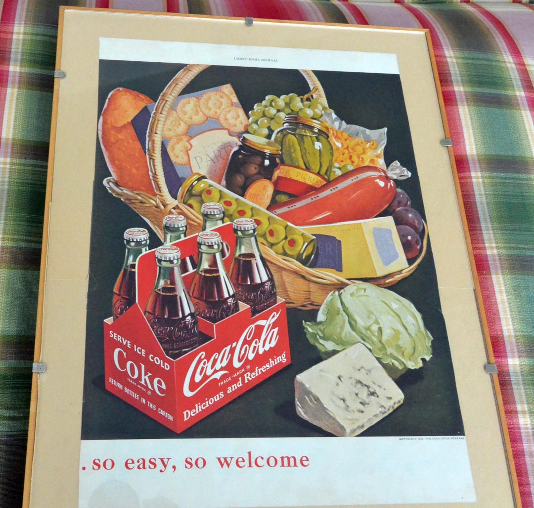 Coca-cola Ad: Ladies Home Journal Picnic Print, Wood Frame, Vintage ...