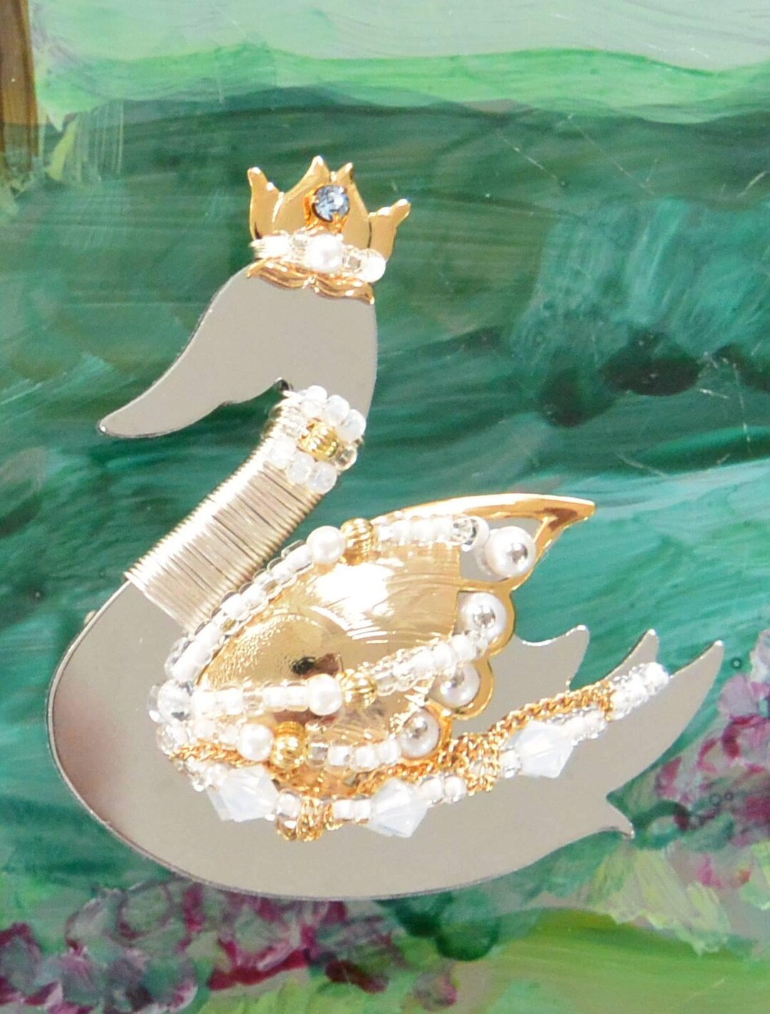 Liztech Swan Brooch: UNUSED - Signed, Gold Crown, Orig Card, Hand ...
