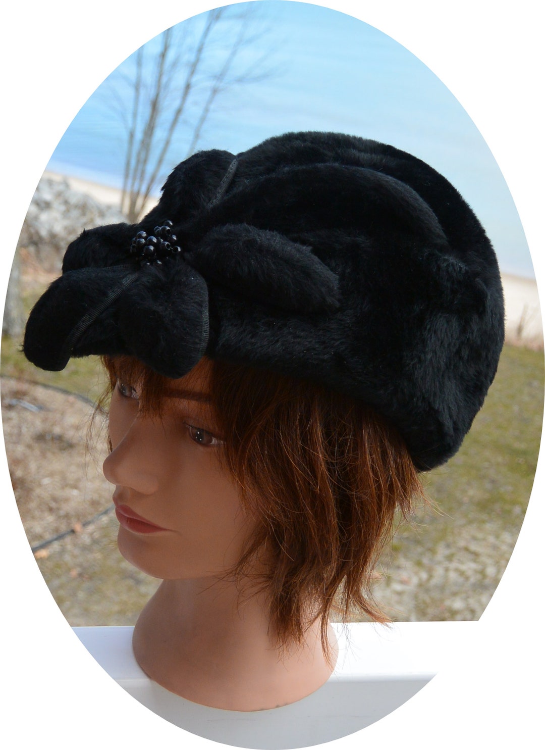 Bellini Italy Hat: Hallmarked, 3D Black, Floral Beaded Millinery ...