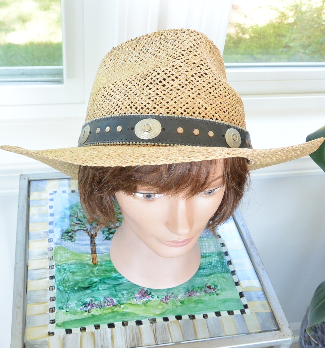 Vintage Broner Straw Hat: US Made Leather Hatband, Size L - Etsy