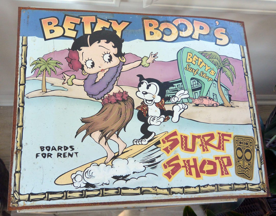 SALE! Betty Boop's Surf Shop Sign - Metal, Colorful, Beach/betty Boop ...