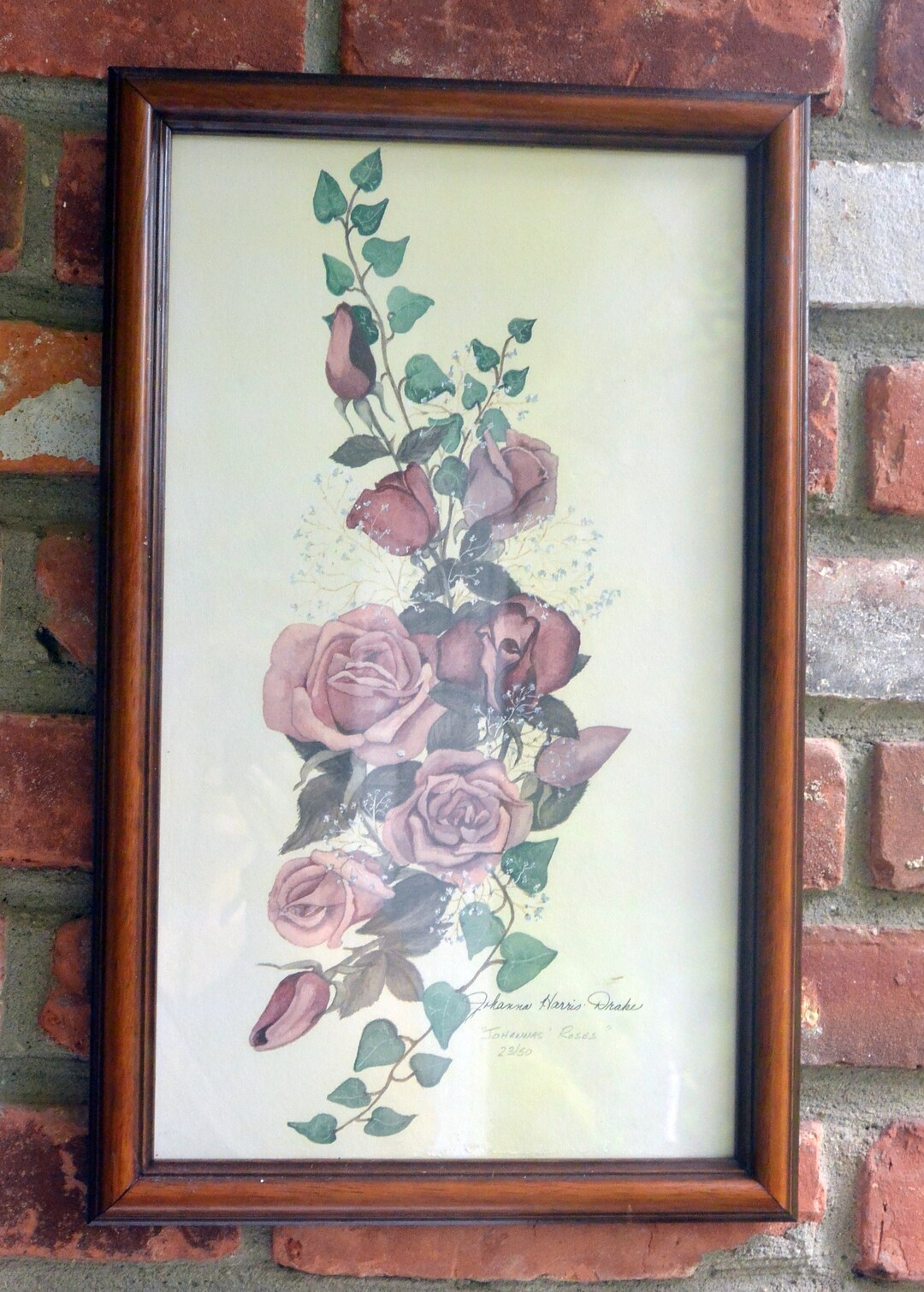 SALE Johanna's Roses Watercolor, Framed Signed/numbered, Purple Roses ...