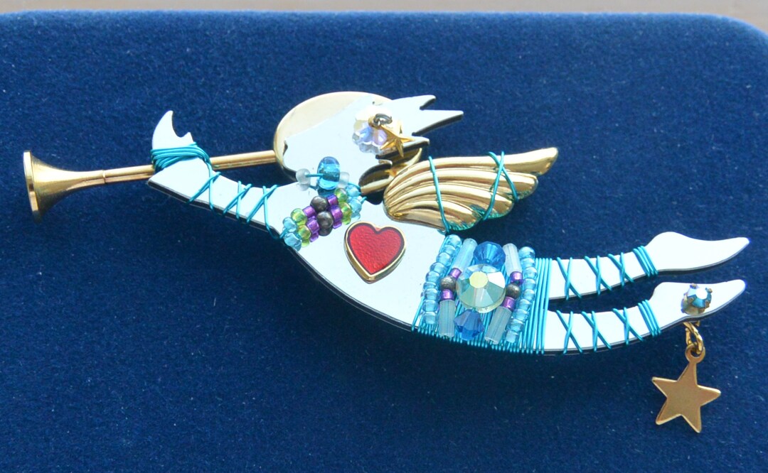 Liztech Angel Brooch: UNUSED - Signed, Harold Blue, Horn Player, Hand ...