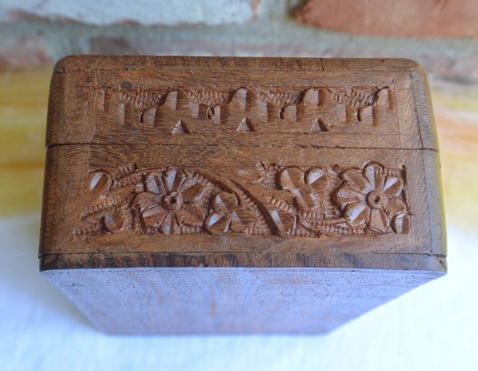 SALE Carved Wood Box Hand Carved MOP Inlay Blue Felt - Etsy