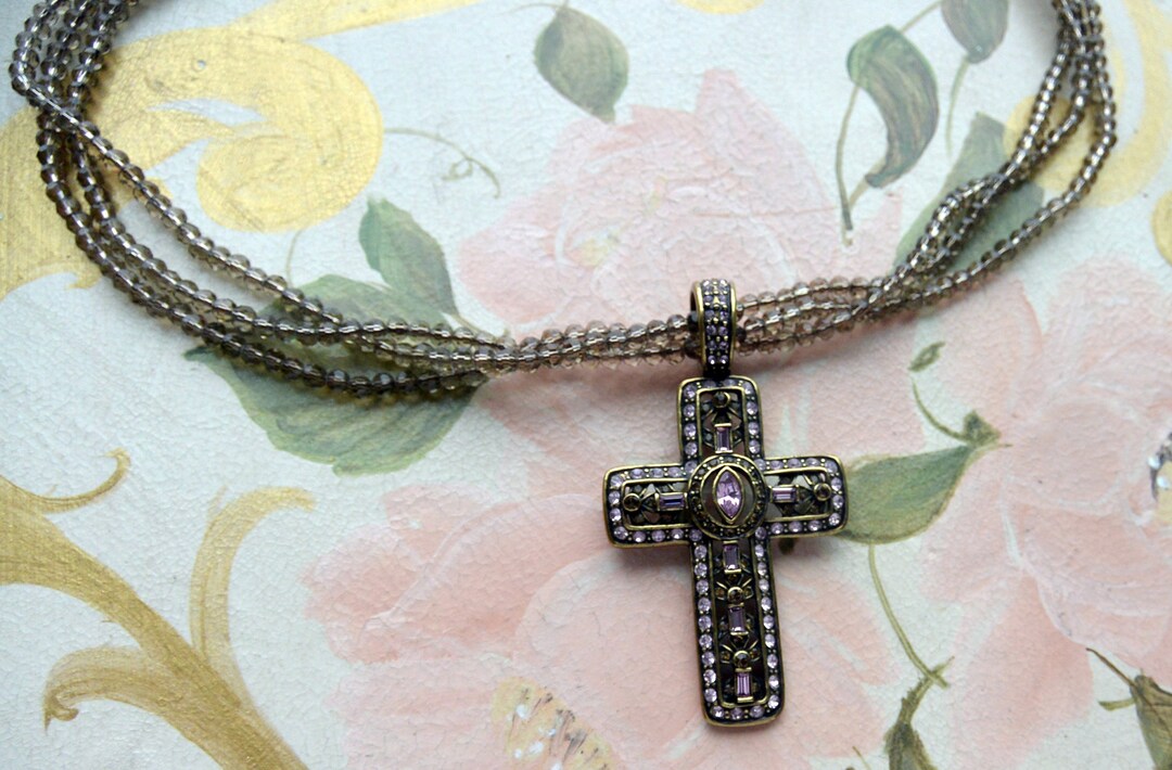SALE! Heidi Daus Necklace- UNUSED - Signed, Jeweled Cross Pendant ...