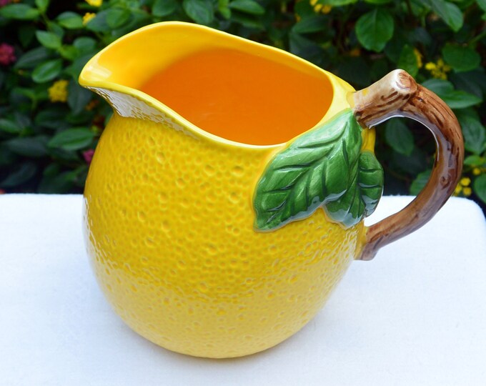 Vintage Lemon Pitcher Lemon Yellow, Green Leaves, Fine Pottery Amazing ...