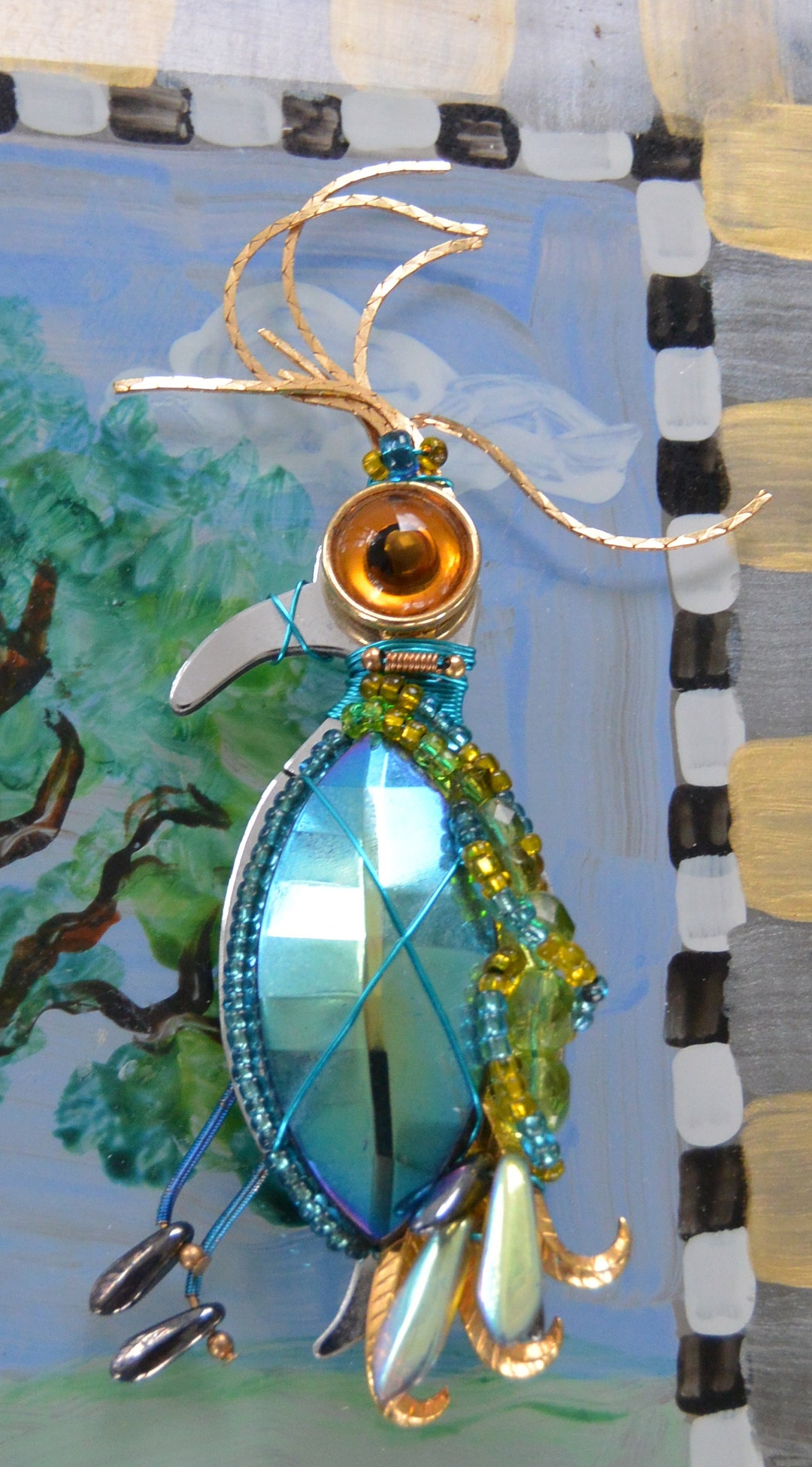 Liztech Bird of Paradise Brooch: Signed , Hand Crafted, Retro Glass, US ...
