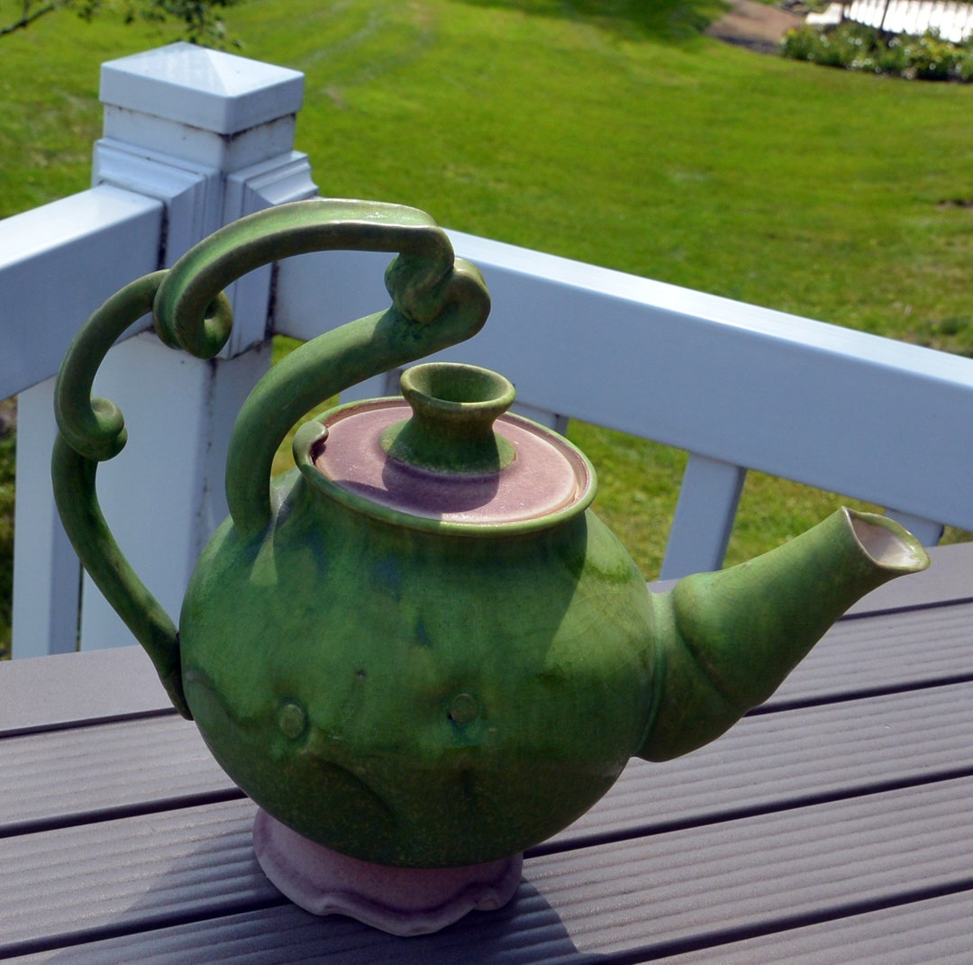 SALE! Henry Watson Teapot, Art Pottery - England, Green/pink, Elaborate ...