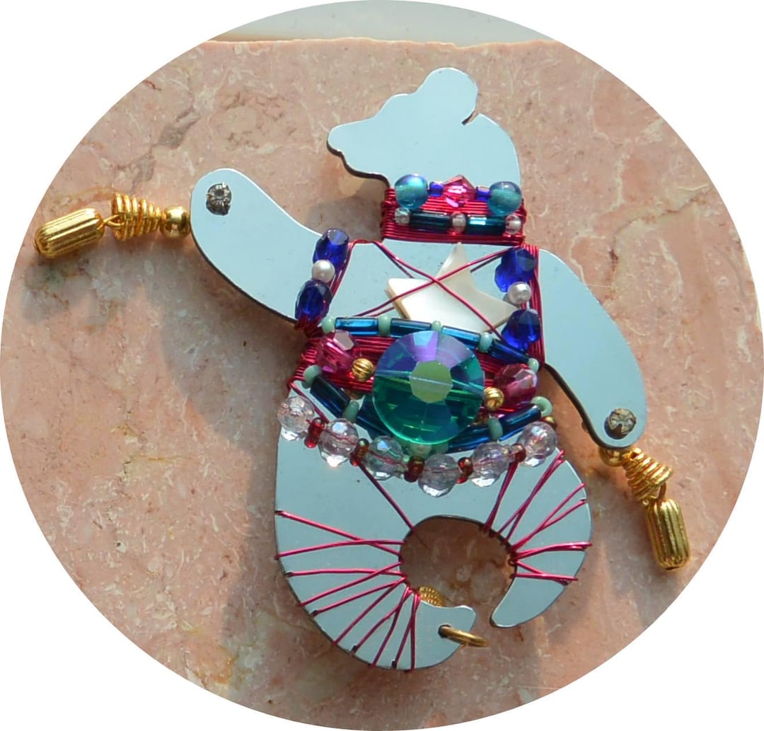 Liztech Dancing Bear Brooch: Signed, Hand-crafted US, Retro Glass ...