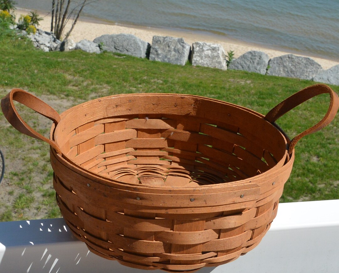 SALE Longaberger Round Basket, Large Signed, 1988, Multi Purpose, 2 ...
