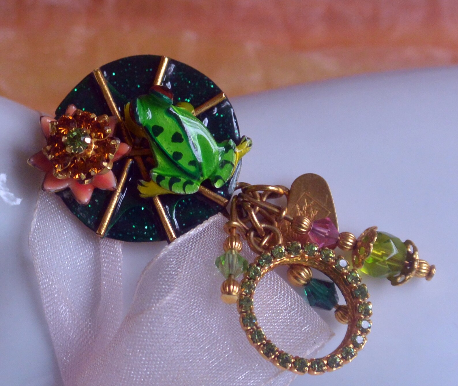 Lunch at the Ritz Earrings - Signed, Frogs/lily Pads, Pierced, Vintage ...