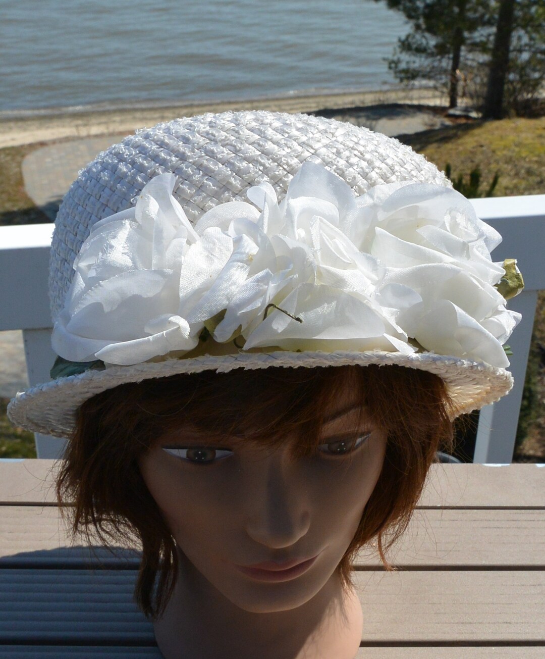 SALE! Union Made Hat - US, White Roses Accent, Multi Occasion, Great ...