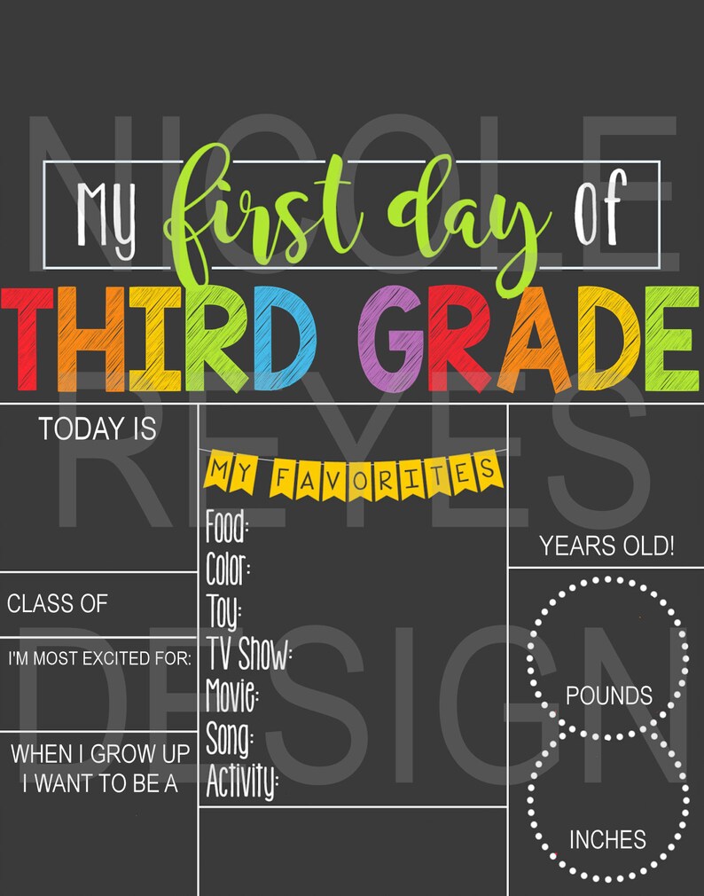 First Day of School Poster First Day of 3rd Grade Third - Etsy