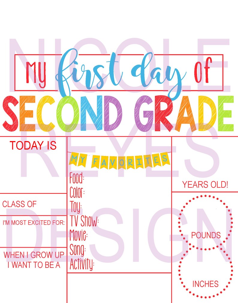 First Day of School Poster First Day of 2nd Grade Second | Etsy