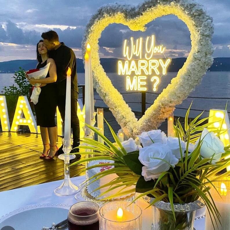 Will You Marry Me Neon Sign, Marriage Proposal Decor, Marry Me Backdrop ...