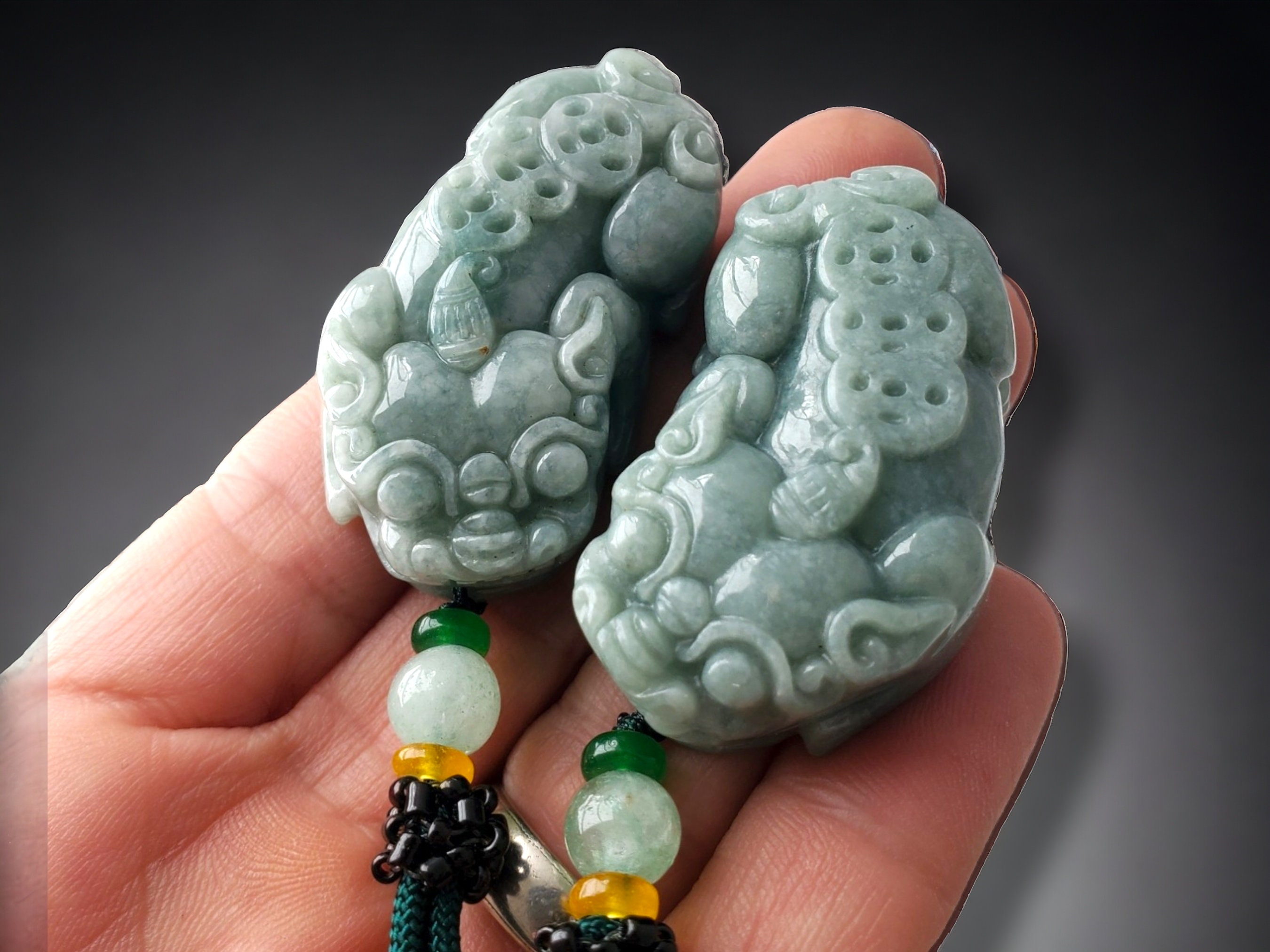 Matching Pixiu Dragon Set in Guatemalan Blue Jade 45mm X 24mm X 15mm ...
