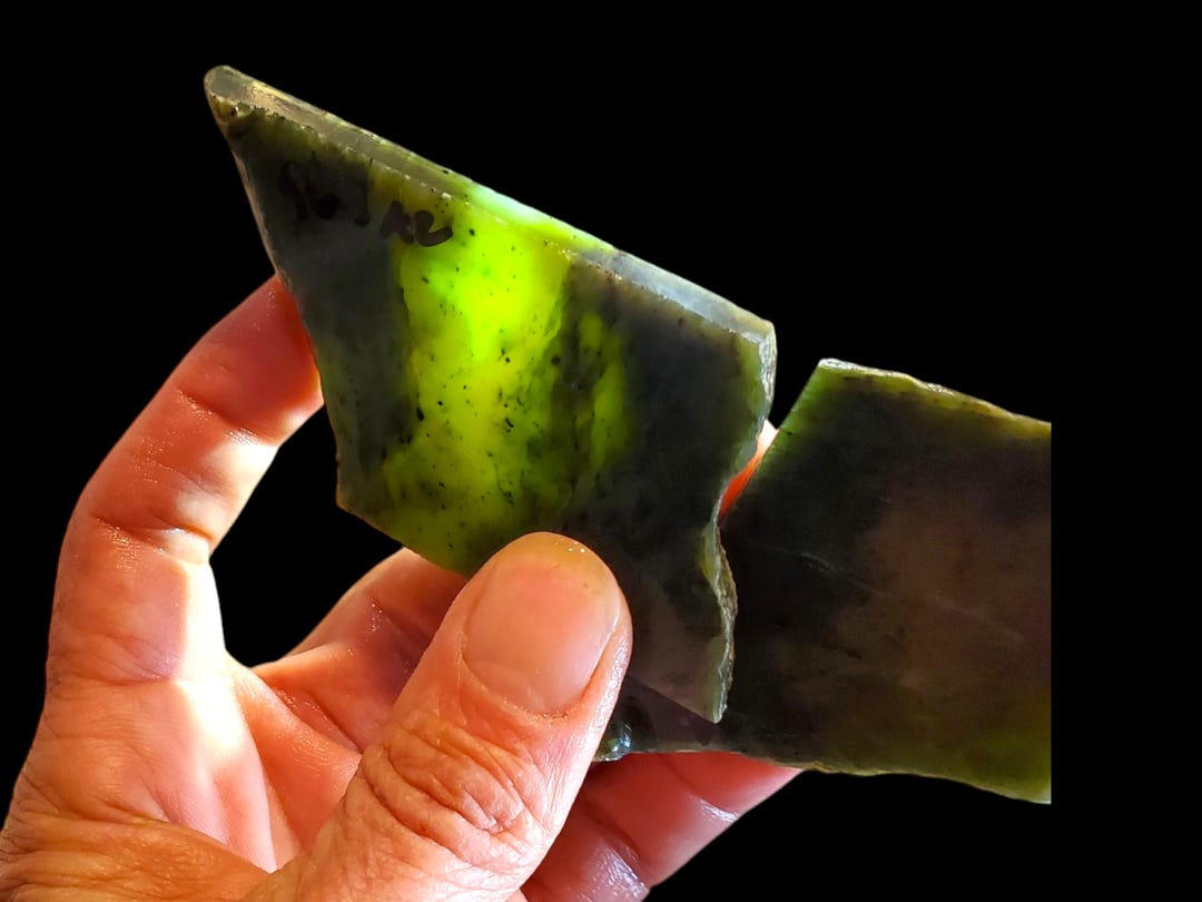 BC Jade Slab ~ Nephrite Jade ~ 96 Grams ~ Deep Green ~ 2pc ~ Ideal for ...