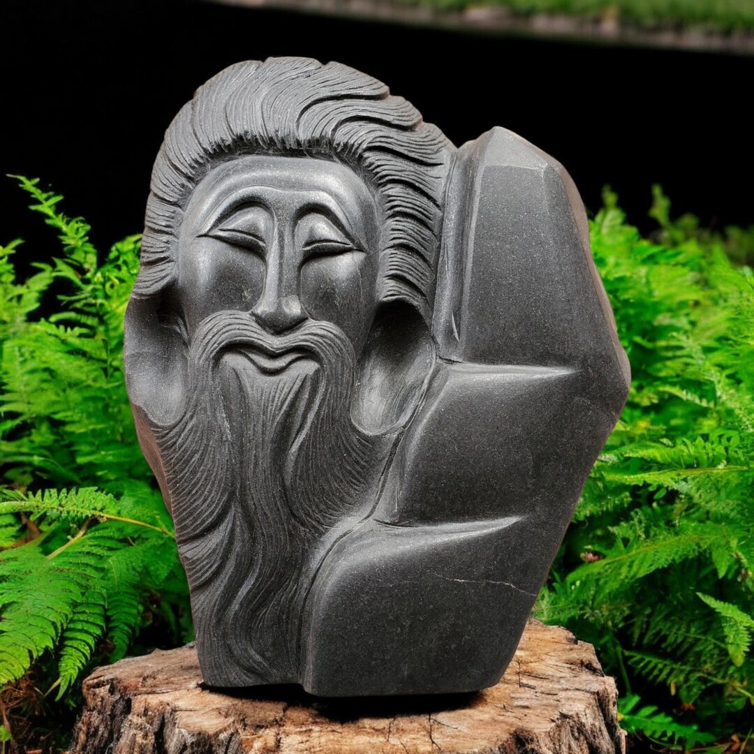 Genuine Black Jade "wiseman" Carving Art Sculpture ~ 6" X 5" - Etsy