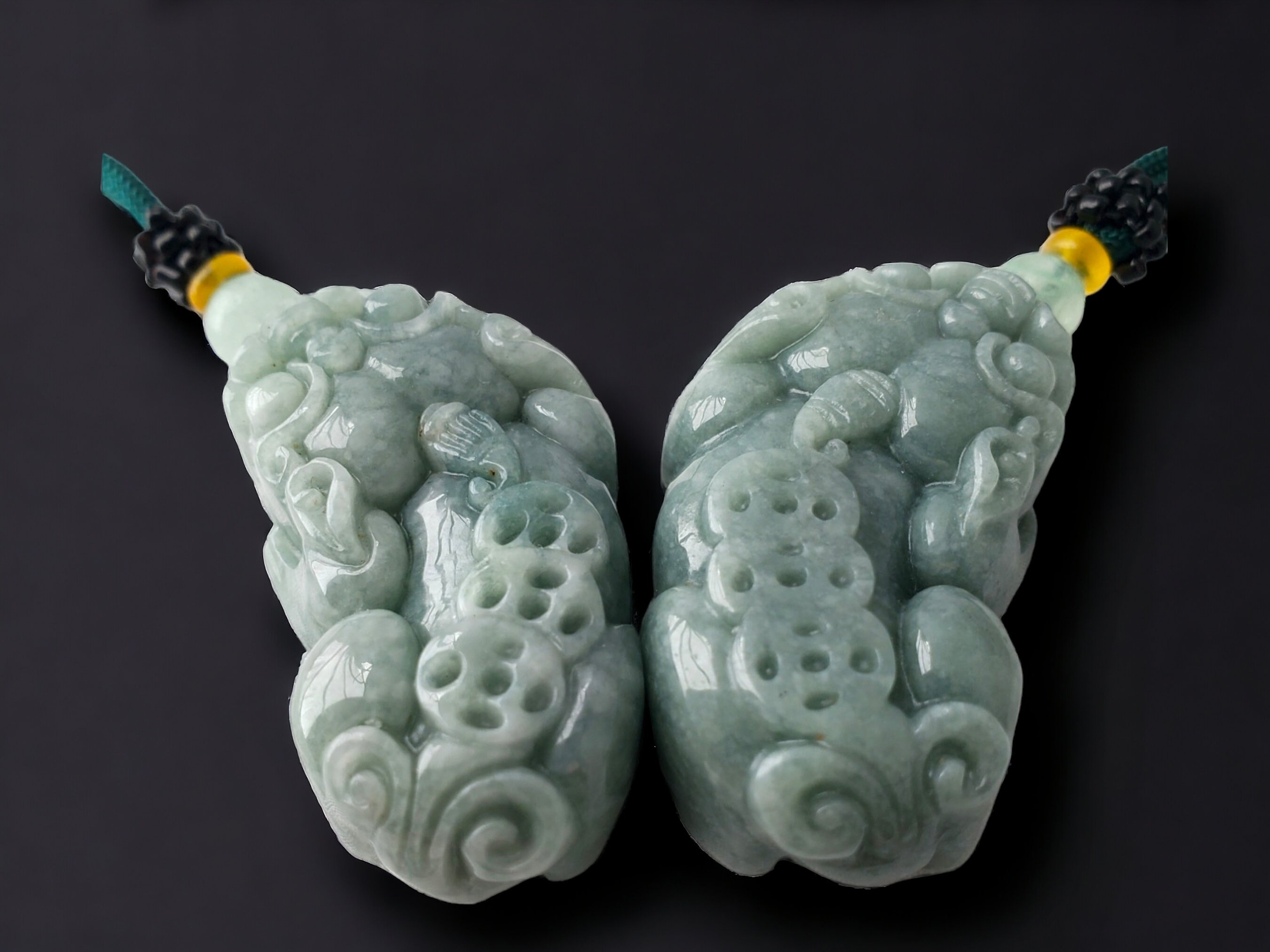 Matching Pixiu Dragon Set in Guatemalan Blue Jade 45mm X 24mm X 15mm ...