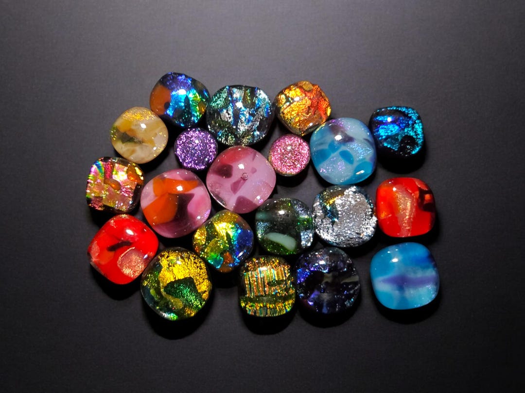 20 Fancy Dots ~ Bulk Dichroic Glass Value Pack - Fully Encased & Fused ...