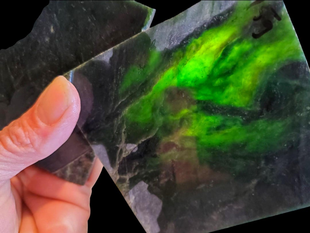 BC Jade Slab ~ Nephrite Jade ~ 351 Grams ~ Deep Green ~ 3pc ~ Ideal for ...