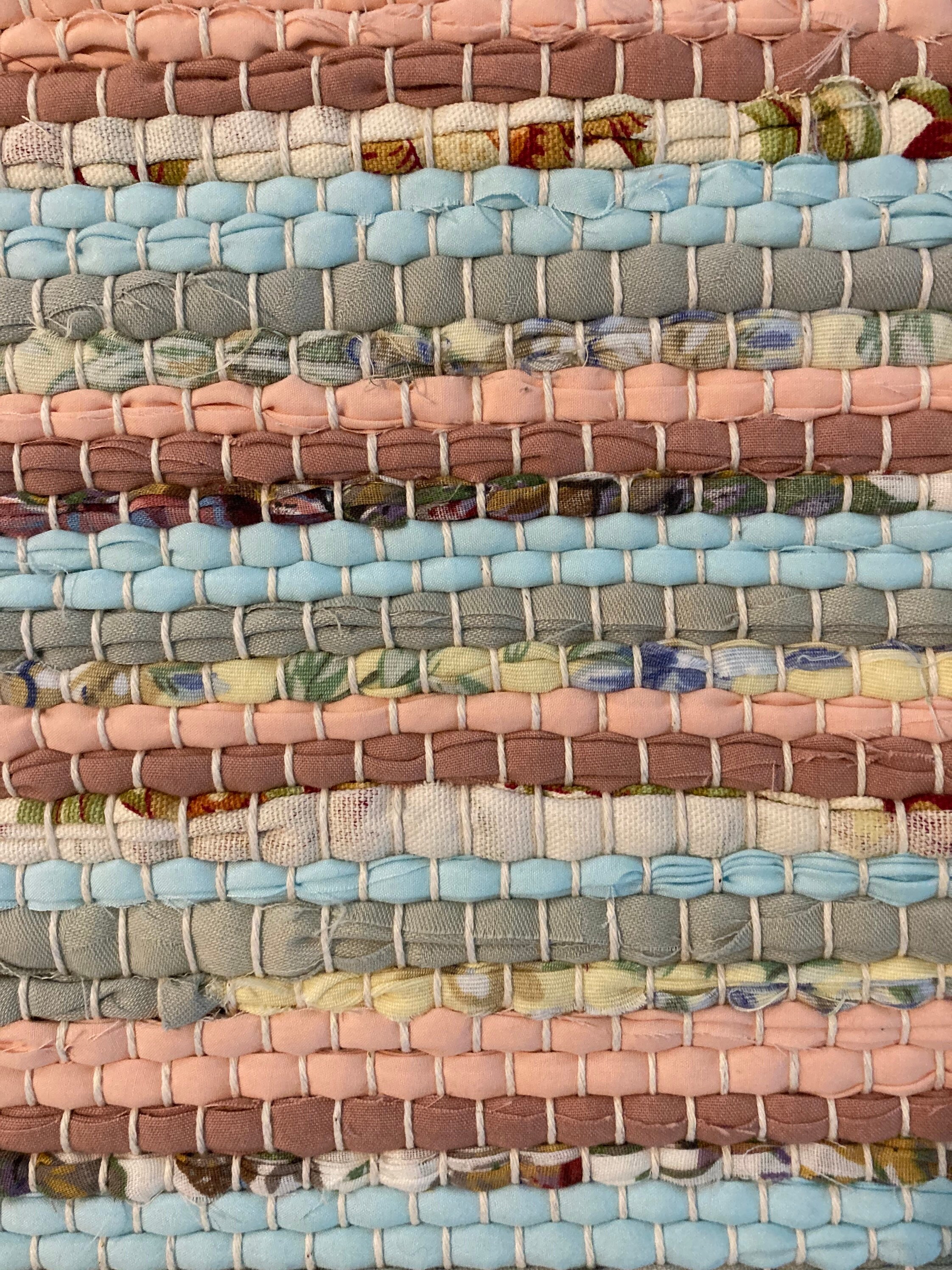 and greens. blues Handwoven rag rug in pastel peaches Floor & Rugs Rugs ...