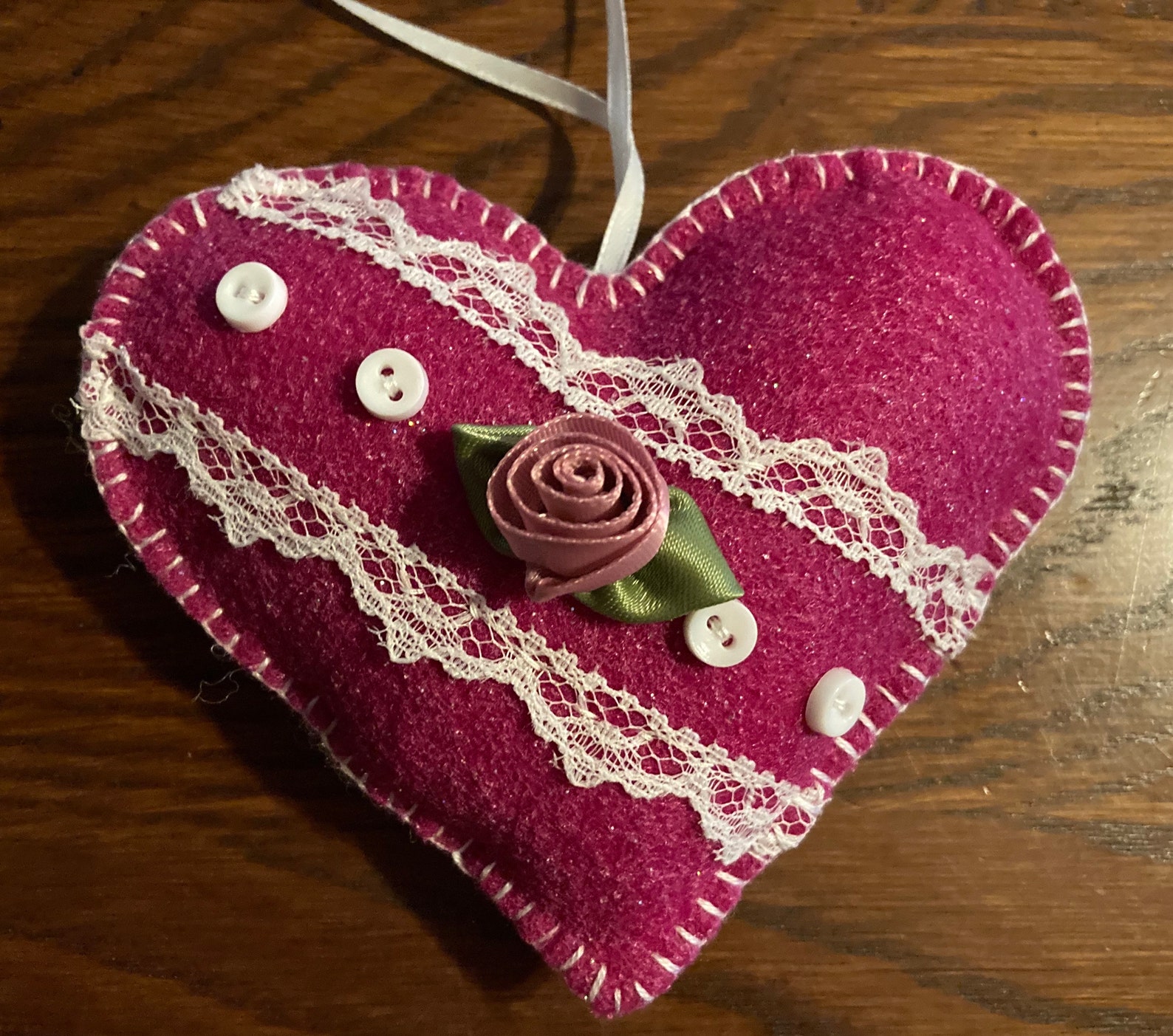 Pretty Set of 3 Pink Heart Ornaments - Etsy