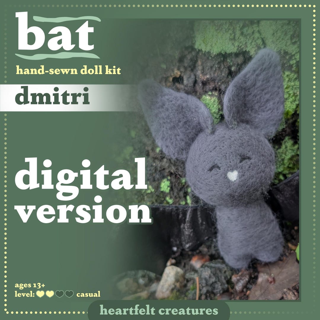 DIY Hand Sewn Doll Pattern, Wool Felt Bat Pattern, Beginner Friendly ...