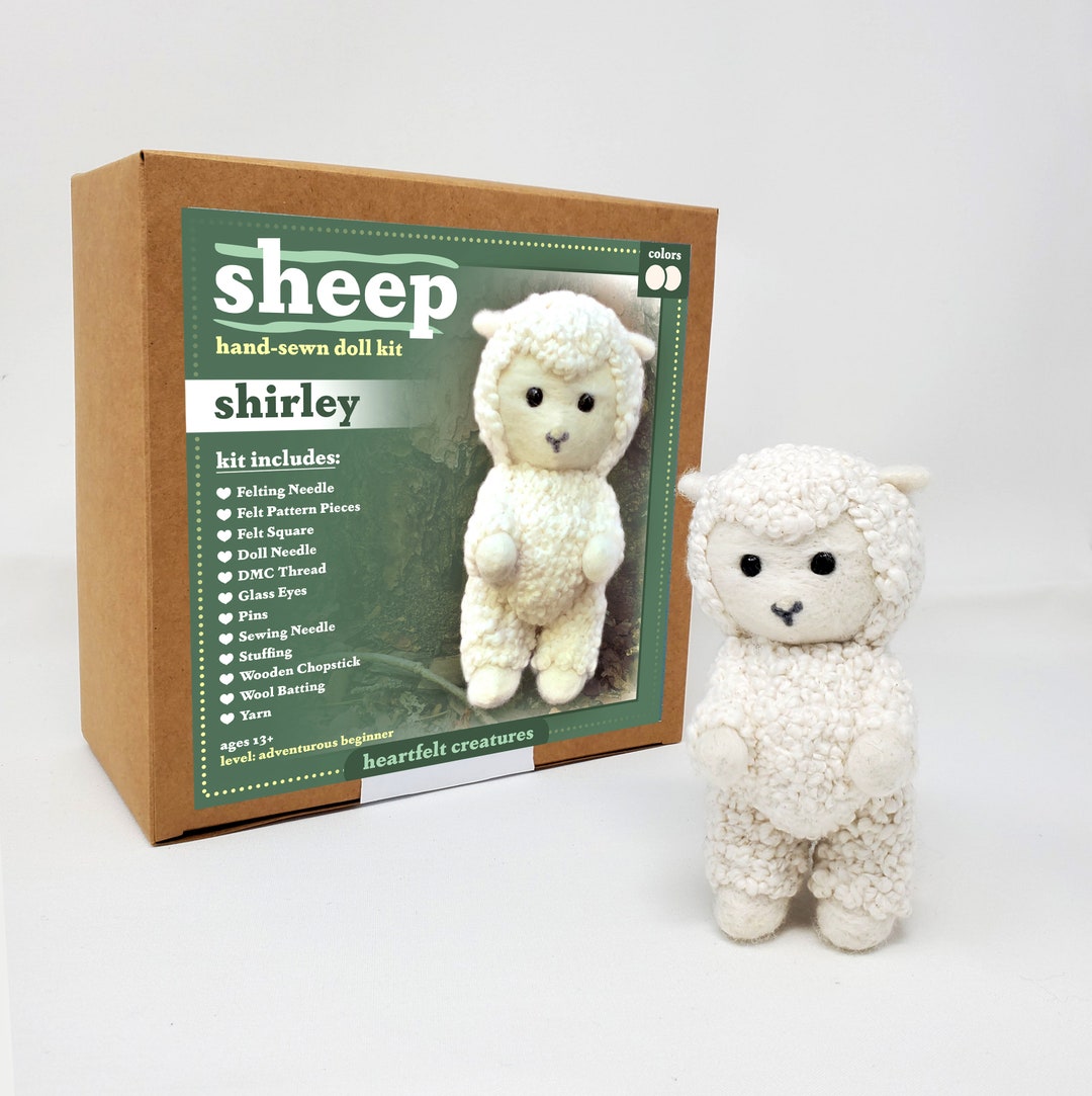 DIY Sheep Hand Sewn Doll Kit, Felt Doll Kit, Wool Felt Sheep Doll Kit ...