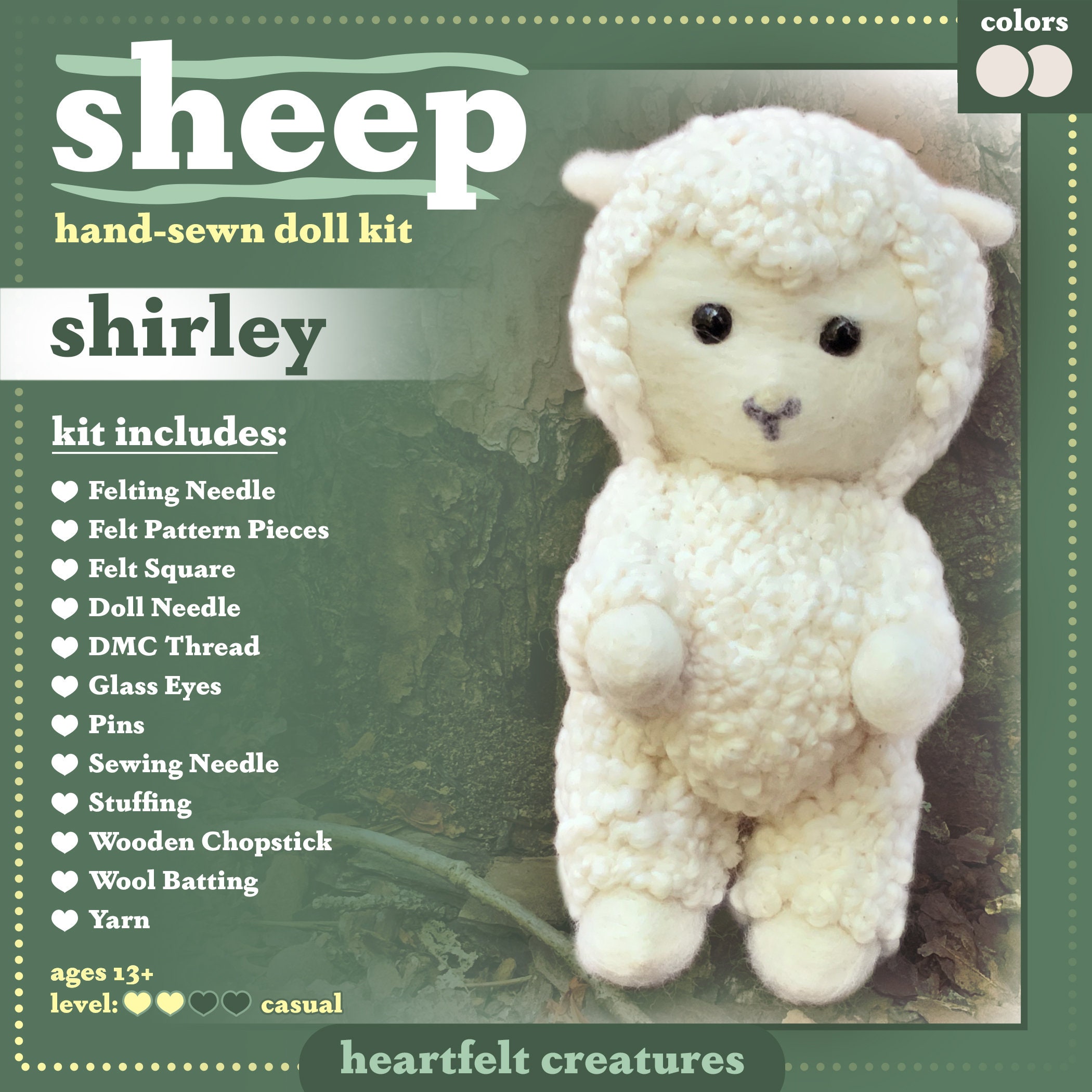 DIY Sheep Hand Sewn Doll Kit, Felt Doll Kit, Wool Felt Sheep Doll Kit ...