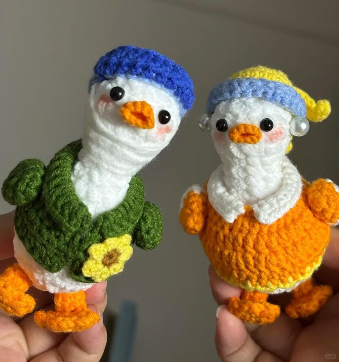 Cute Couple Duck Plush Keychain, Handmade Duckling Bag Charm, Adorable ...