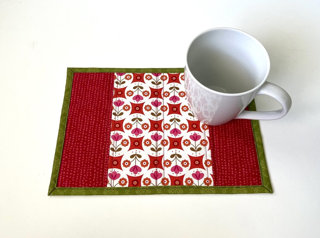 Pink Floral Mug Rug, Quilted Mug Rug, Candle Mat, Snack Mat - Etsy