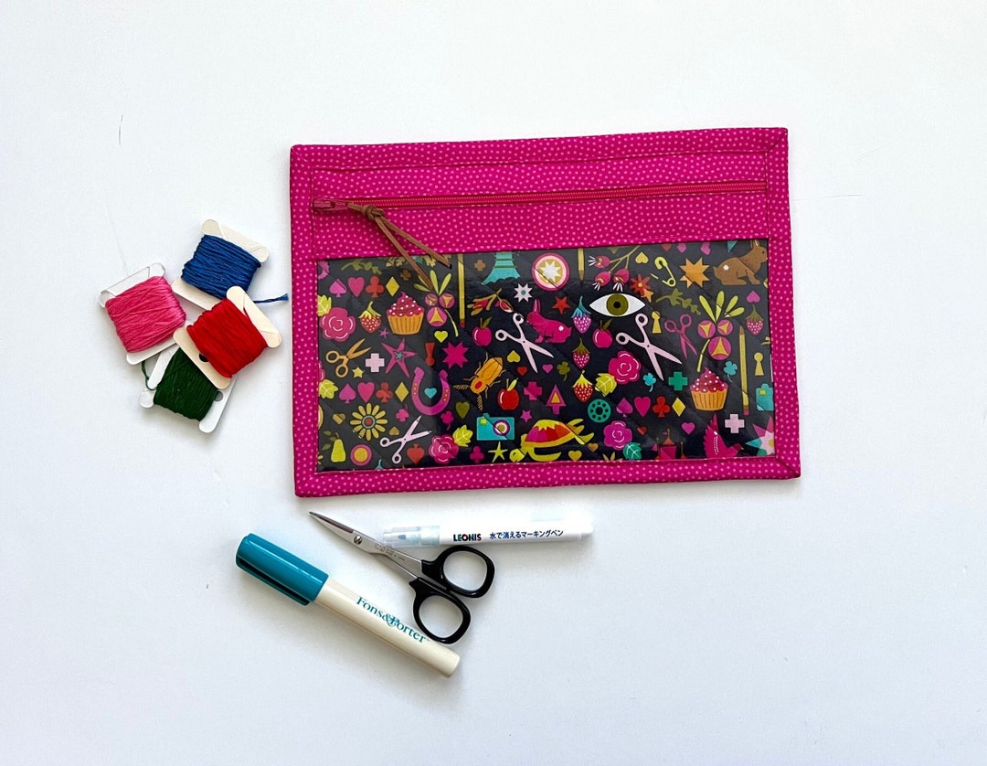 Magenta Craft Vinyl Project Bag for Cross-stitch, Embroidery Project ...