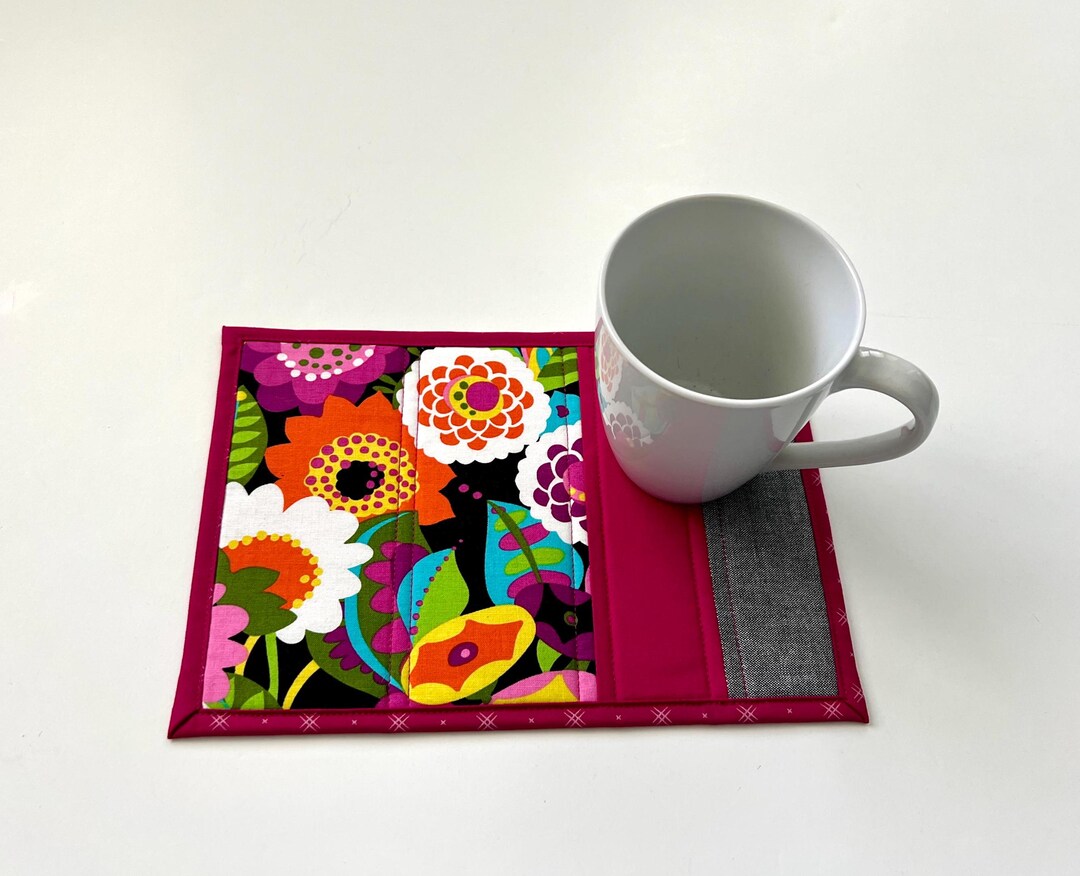 Pink Floral Mug Rug - Etsy