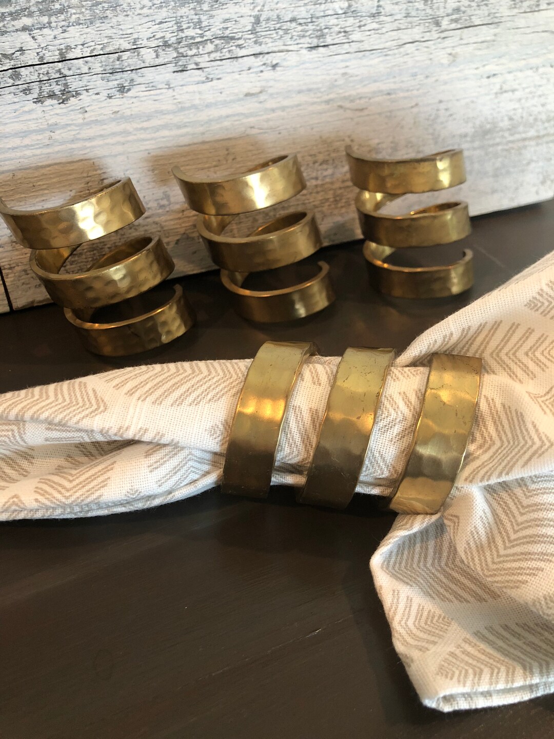 SALE! Brass Napkin Rings Coil Shaped - Set of Four Napkin Rings Brass ...