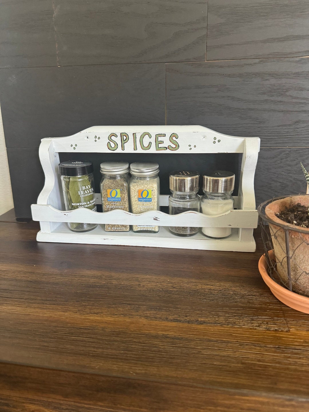 Vintage Spice Rack - Repurposed Spice Rack - Shabby Distressed Spice ...
