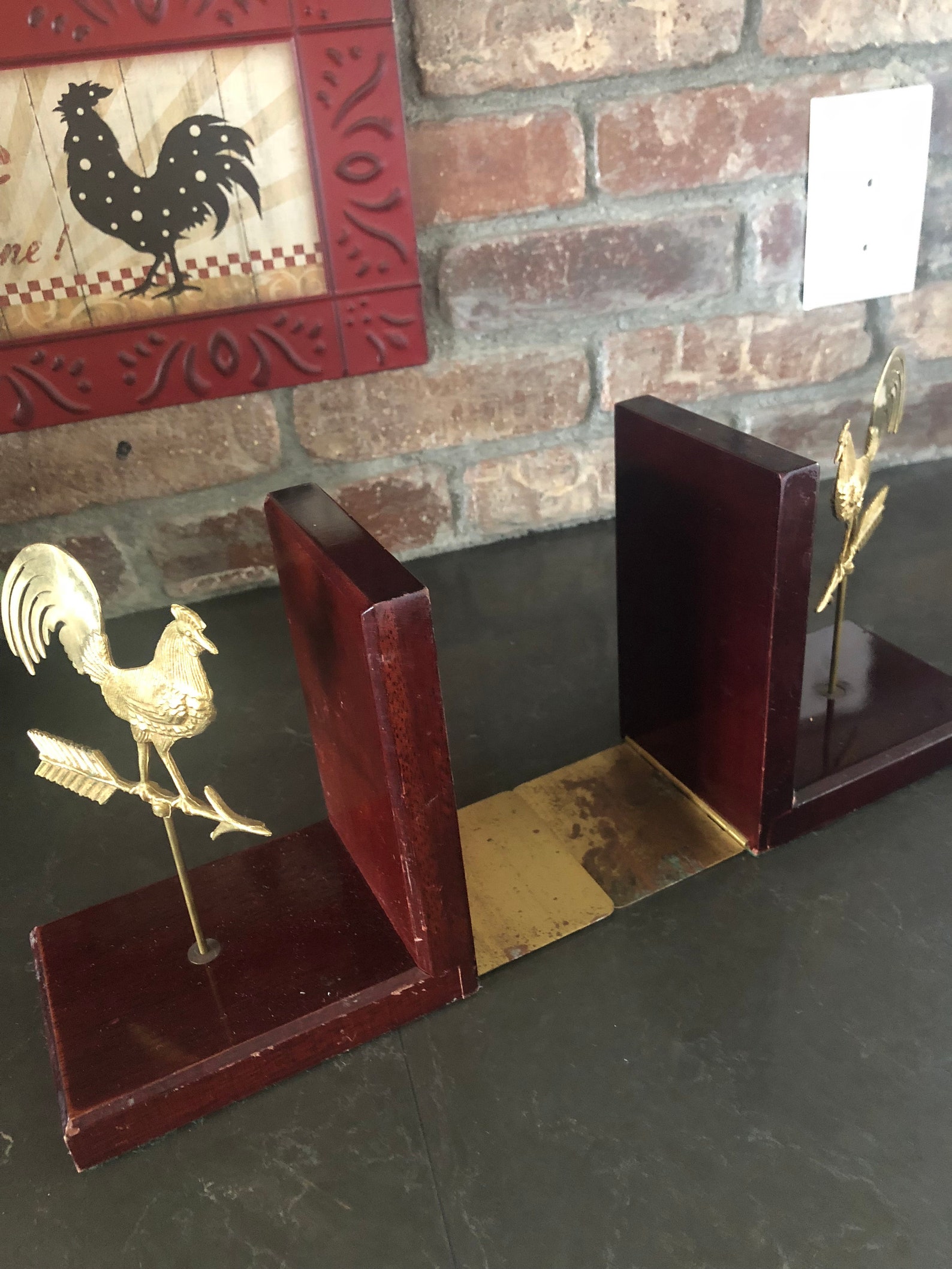 Brass Rooster Bookends Rooster Weathervane Pair Brass | Etsy