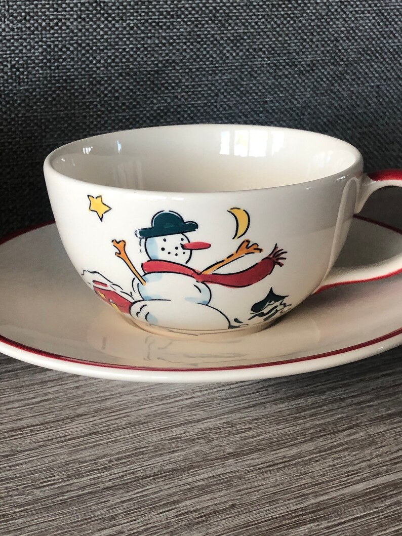 Christmas Teapot Cup Saucer Set 4 Piece Christmas Tea Set - Etsy