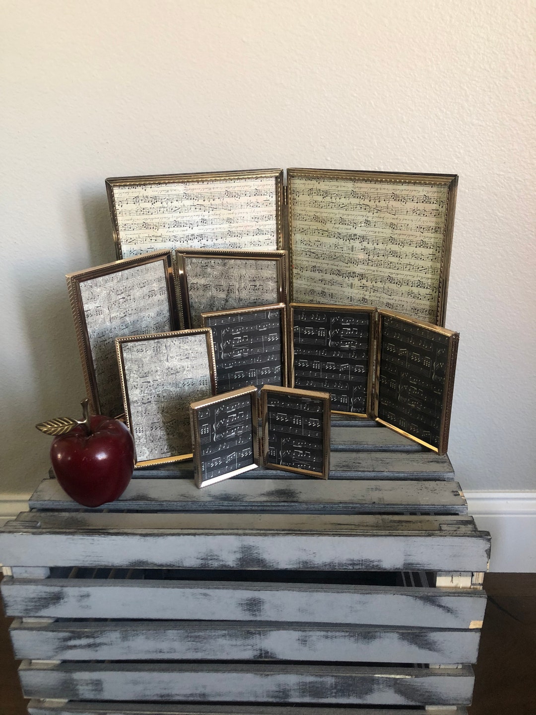 Large Set Gold Metal Frame Vintage Double Triple Frames Large Set ...