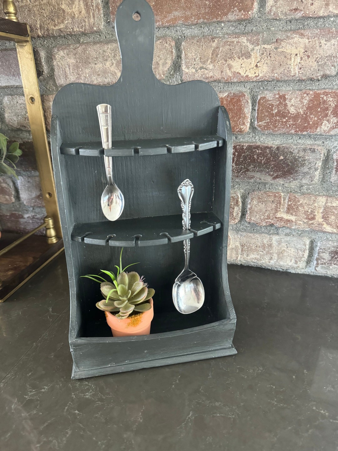 Spoon Rack - Shabby Gray Distressed Spoon Rack - Vintage Spoon Rack ...