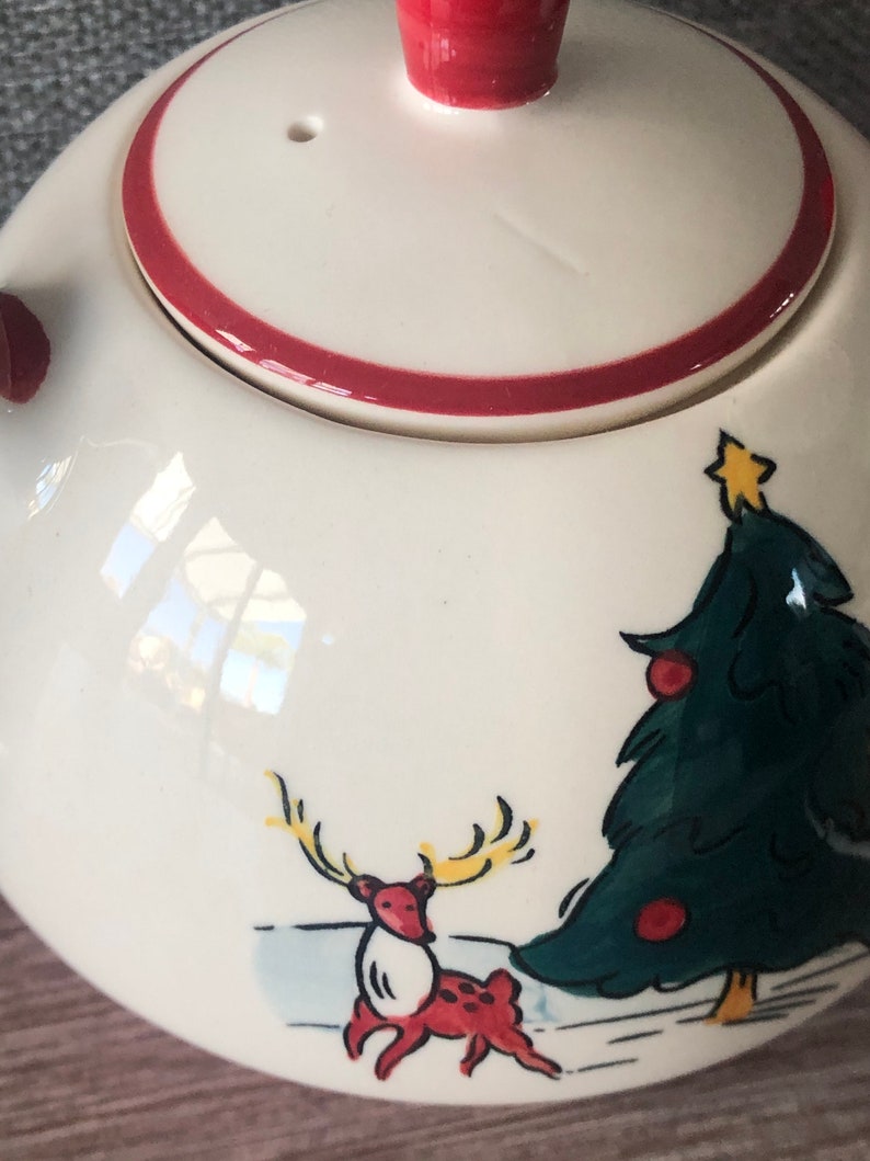 Christmas Teapot Cup Saucer Set 4 Piece Christmas Tea Set - Etsy