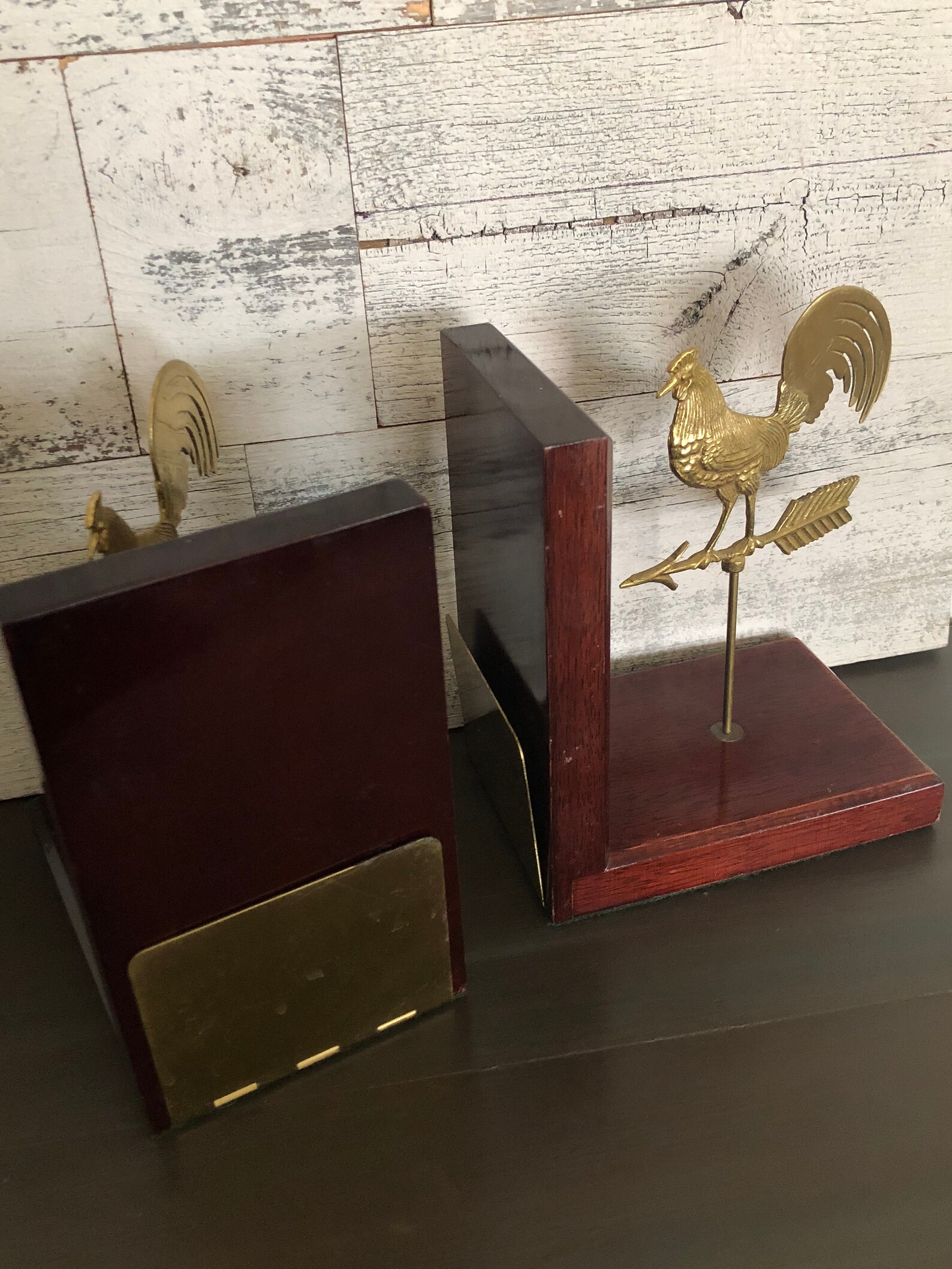 Brass Rooster Bookends Rooster Weathervane Pair Brass | Etsy