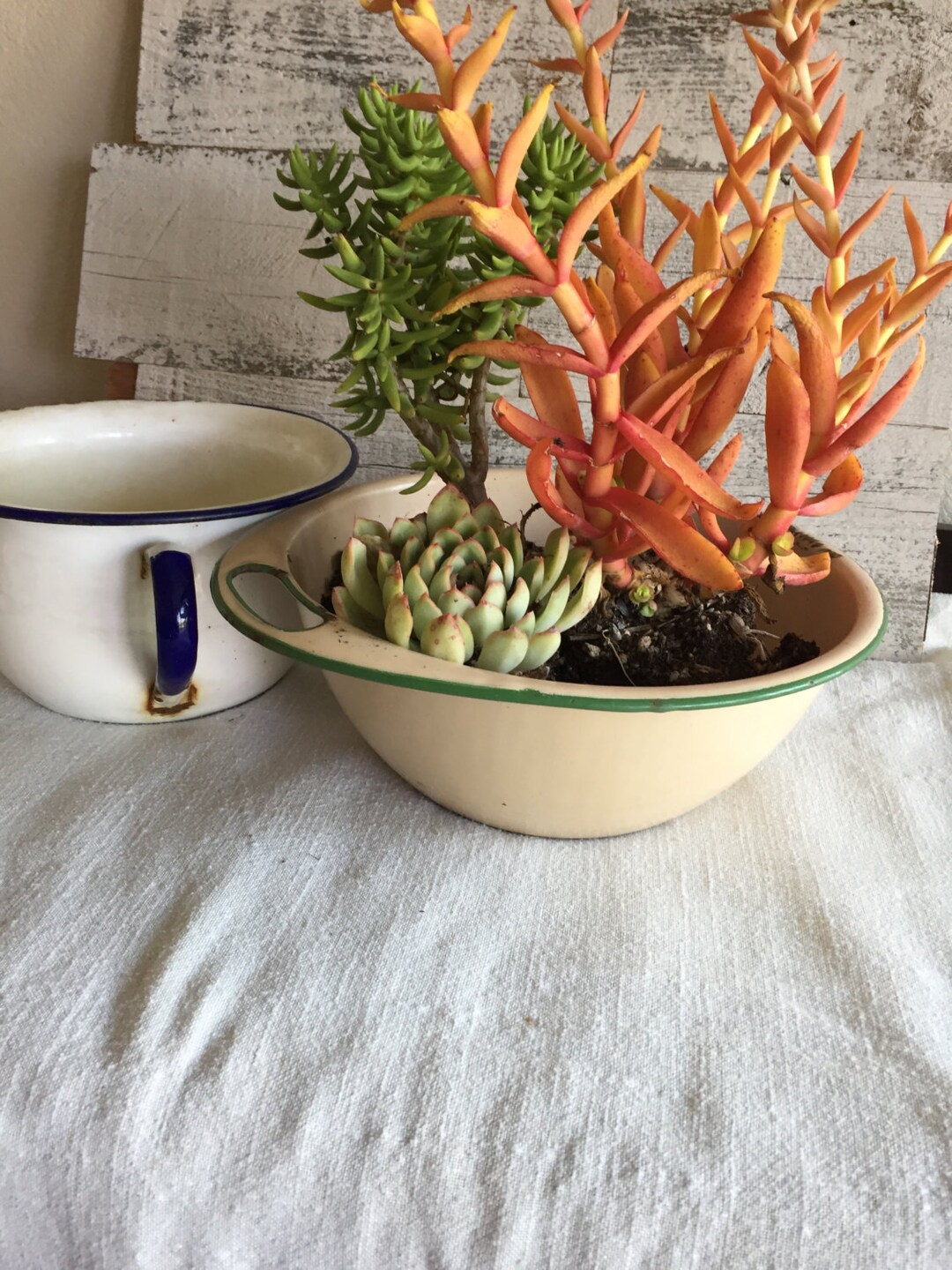 SALE Enamel Chamber Pots Set of 2 Vintage Rustic Enamel Pots - Etsy
